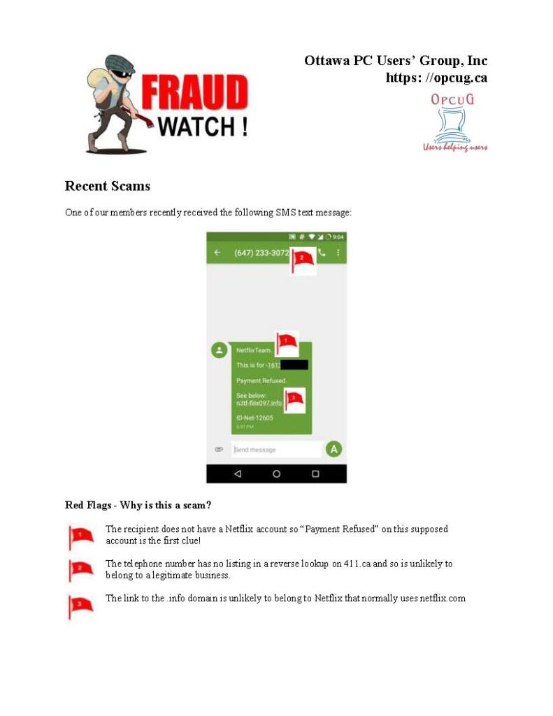 FRAUD WATCH - Ottawa PC Users' Group