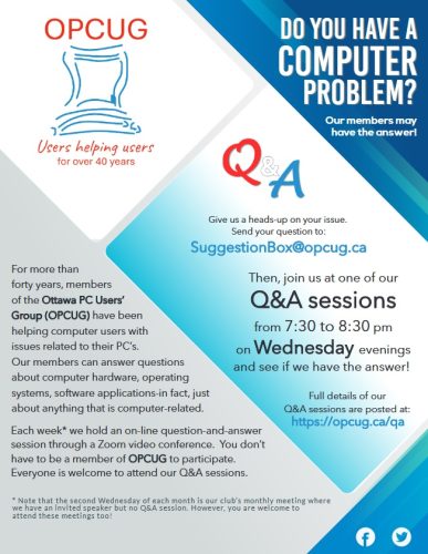 Ottawa PC Users' Group – Users Helping Users